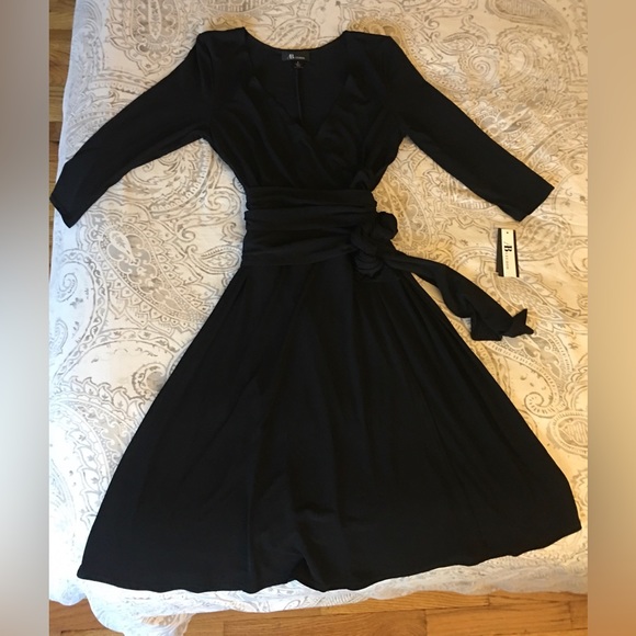 AB Studio | Dresses | Little Black Wrap Dress 34 Sleeves | Poshmark
